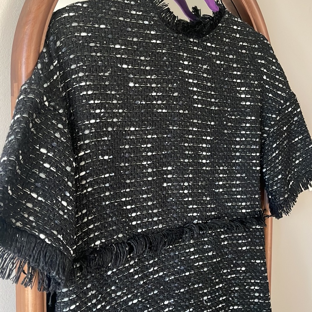 Zara Tweed Dress With Fringe - Gem